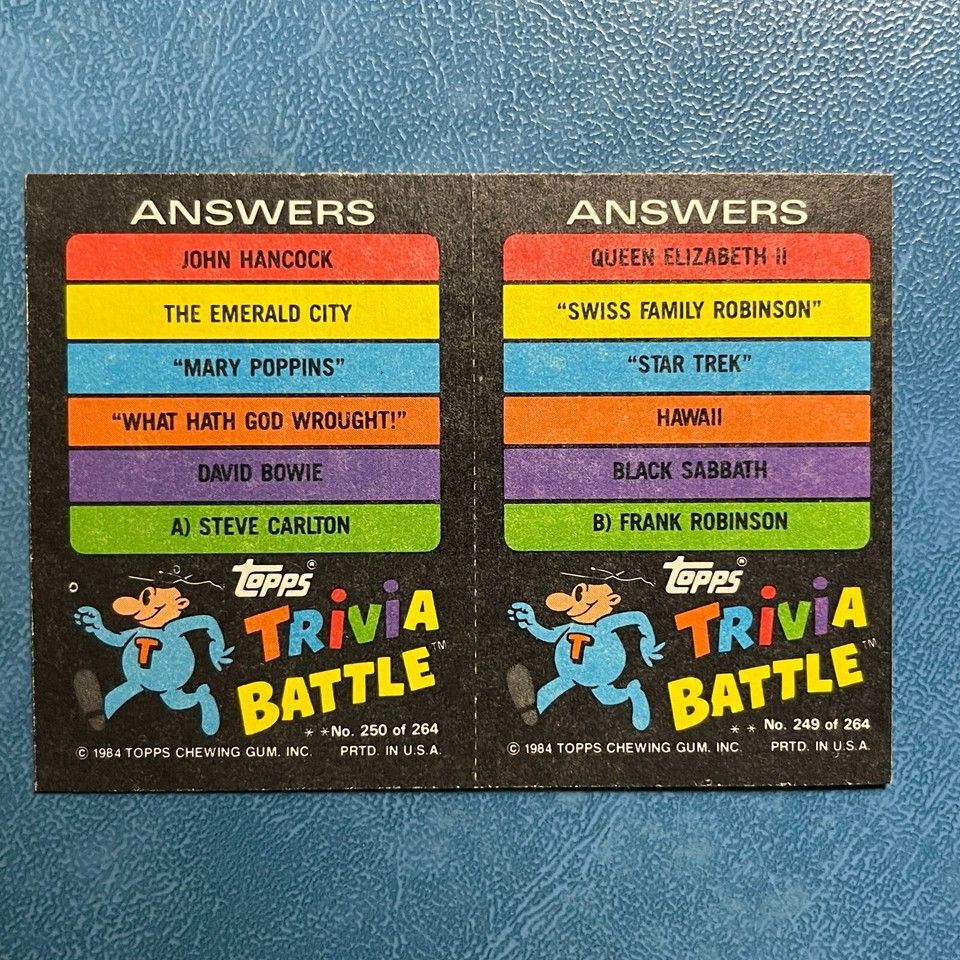 1984 Topps TRIVIA BATTLE Set 249/250 STEVE CARLTON MIKE SCHMIDT DAVID ...