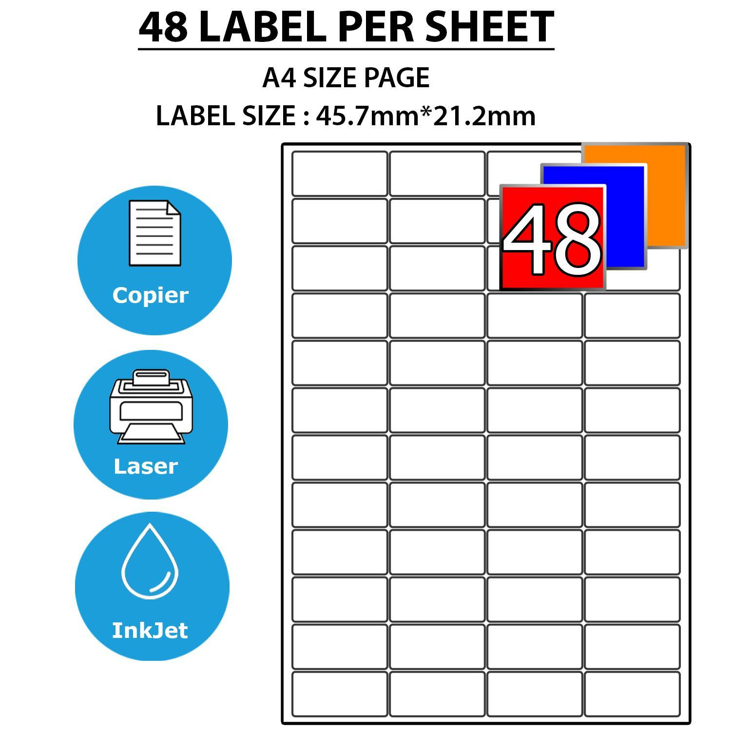 Address Labels White A4 Sheets Sticky Self Adhesive for Inkjet / Laser ...
