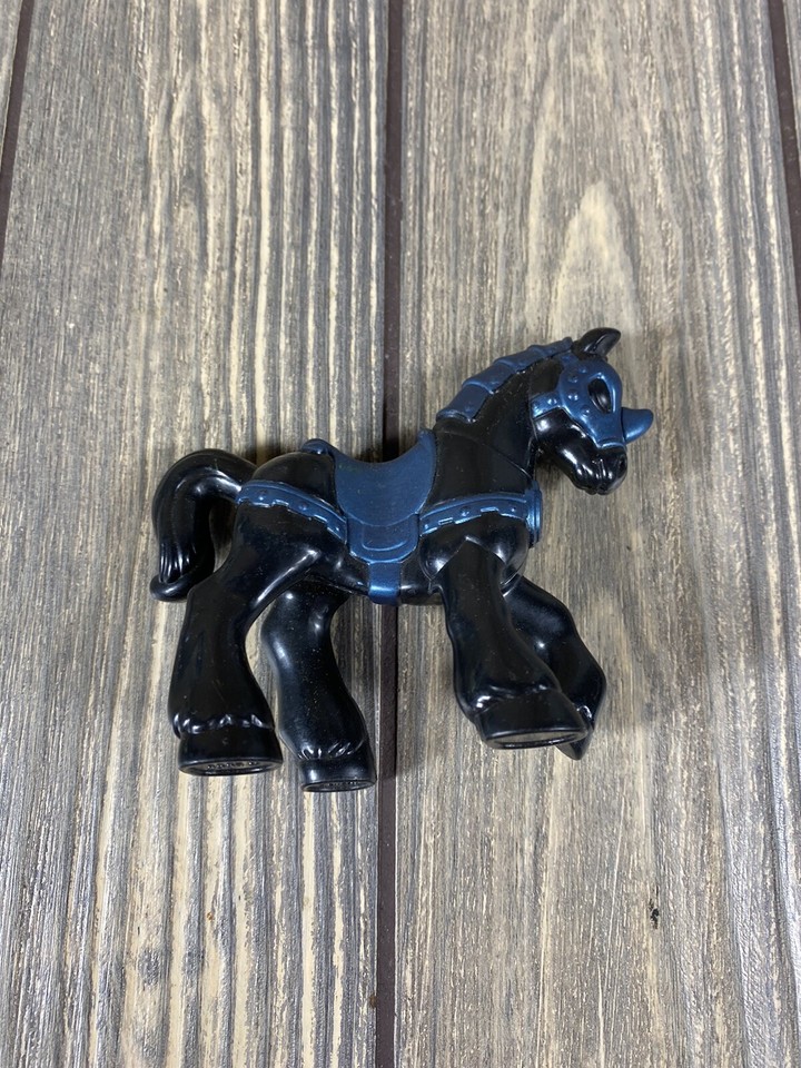 Fisher Price Imaginext Castle 2005Armored Horse Black Blue | eBay