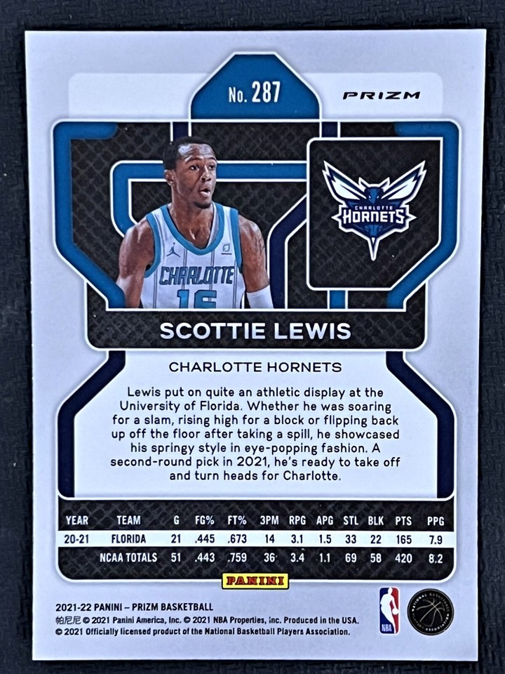 2021 Panini Prizm Silver Scottie Lewis Charlotte Hornets Rookie Card RC ...