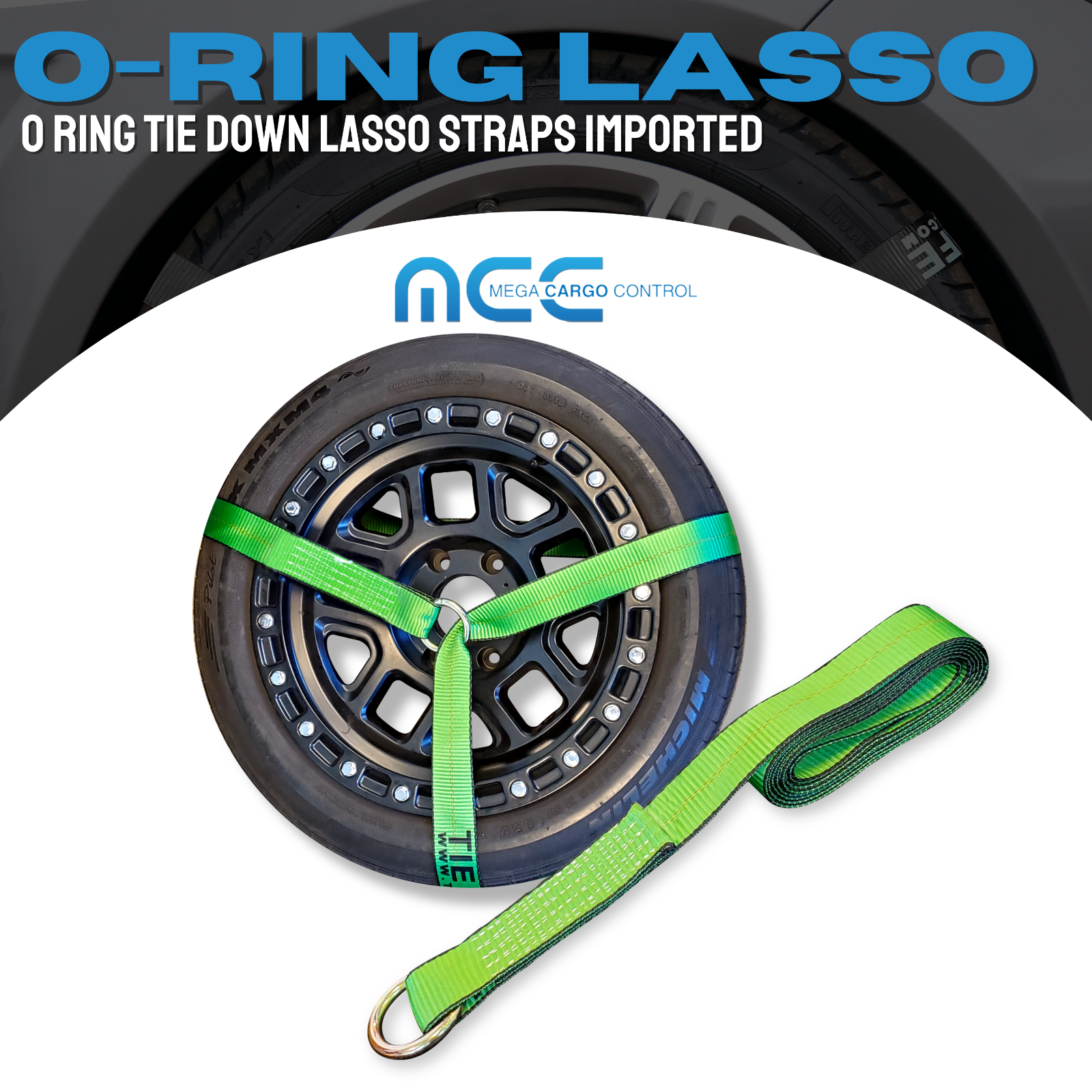 6 Pack 2" x 10' Lasso Strap w/ O Ring Auto Tie Down Wheel Lift Tow ...
