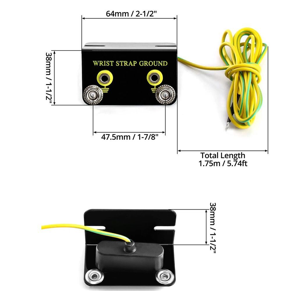 1.8M Length Cord ESD Wrist Strap Dual Bench Grounding Socket Industrial ...