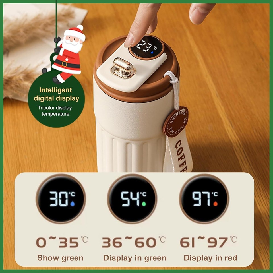 Smart Insulated Mug Stainless Steel Vacuum Thermos Tumbler Cup with LED ...