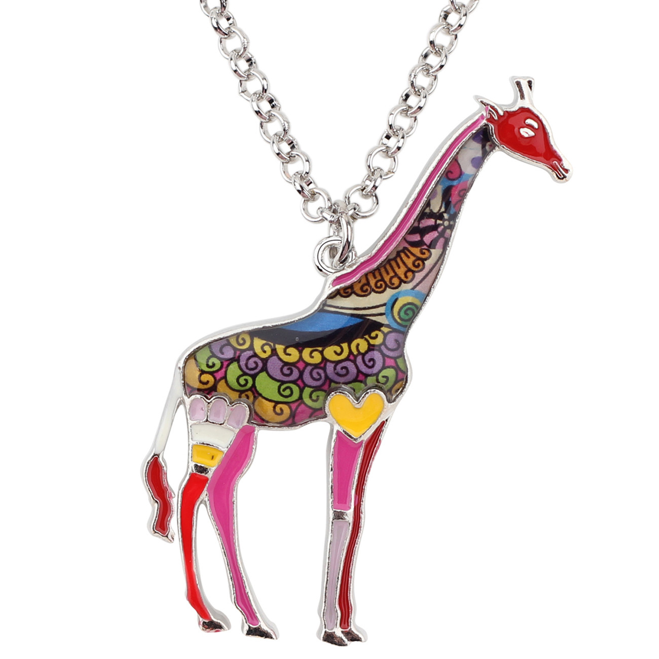 Enamel Alloy Africa Giraffe Necklace Pendant Jungle Animals Jewelry ...