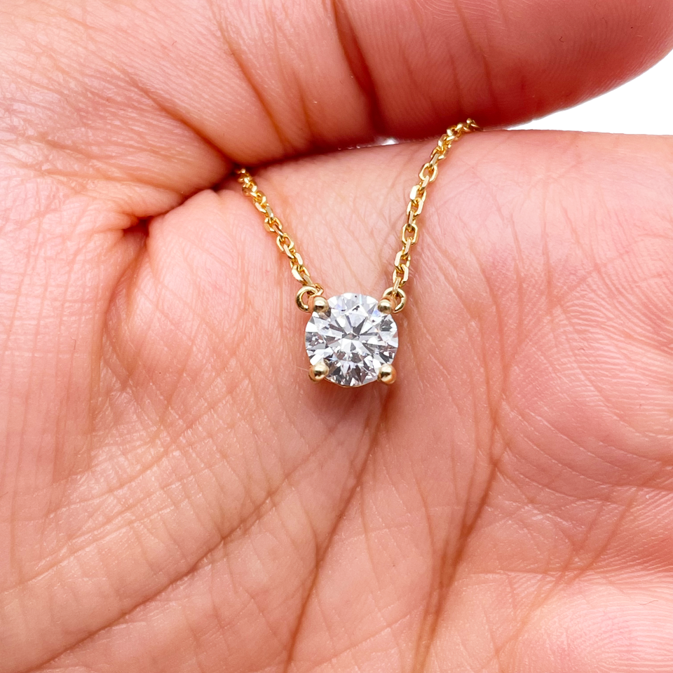 18ct Yellow Gold Lab Grown Diamond 1.00ct Black Beads Mangalsutra ...