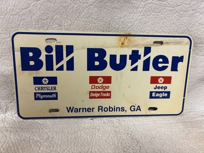 Vintage Bill Butler Chrysler Dodge Jeep Booster License Plate ~ Warner ...