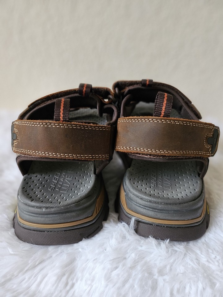 Good Year Skechers Relax Fit Luke Foam Brown Leather Men's Sandals US ...
