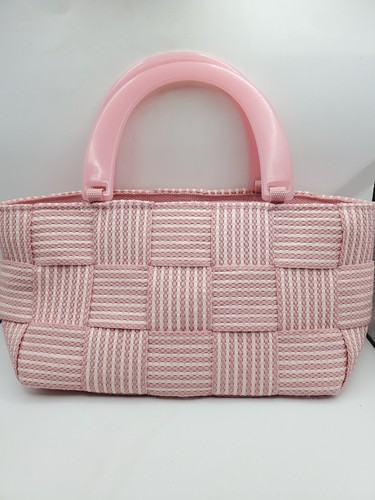 Vintage M & G Bertini Pink Woven Purse Rectangle Tote Bag Lucite ...