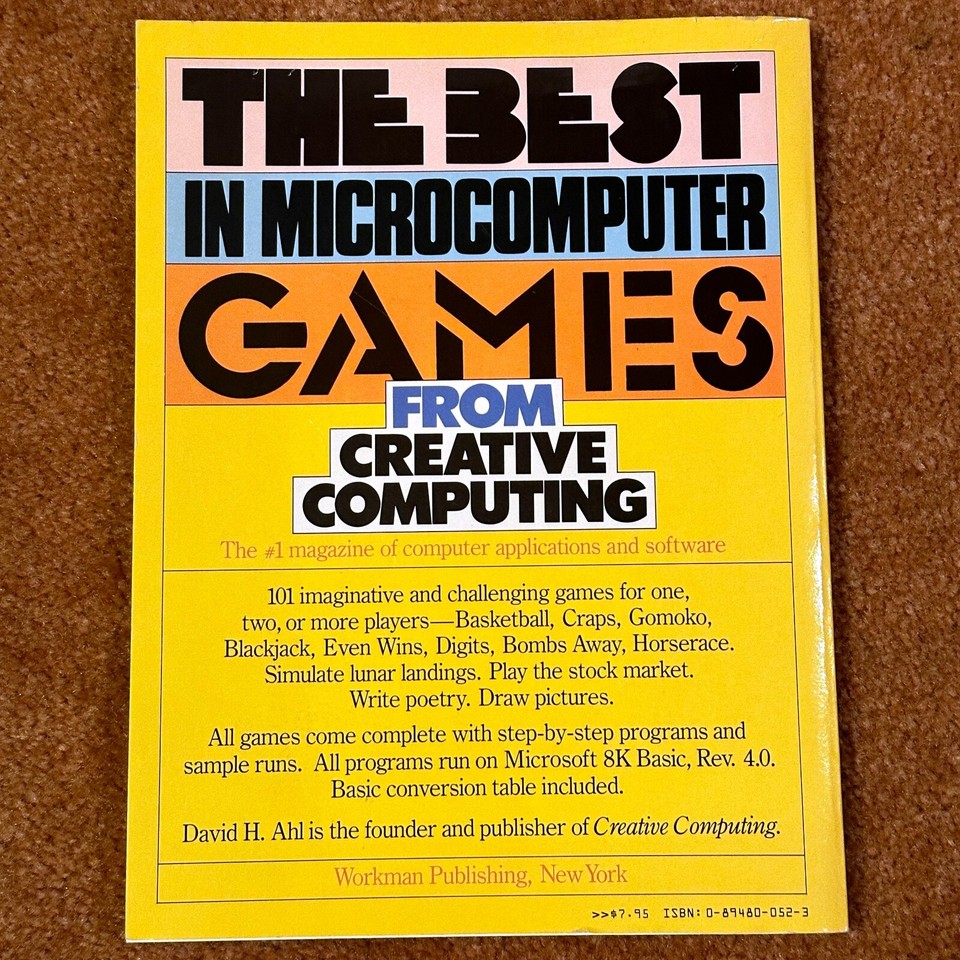 BASIC Computer Games Microcomputer Edition by David H. Ahl 1978 Book ...