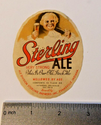Sterling Ale Beer Label, Sterling Brewers Inc, Evansville, Ind- Very ...
