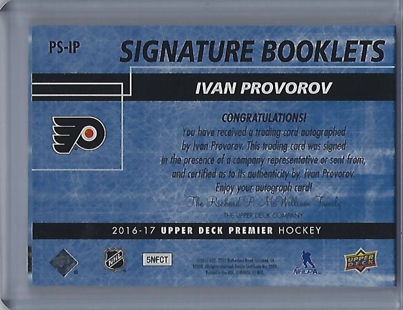 2016-17 Upper Deck Premier Premier Signature Booklets #PS-IP Ivan ...
