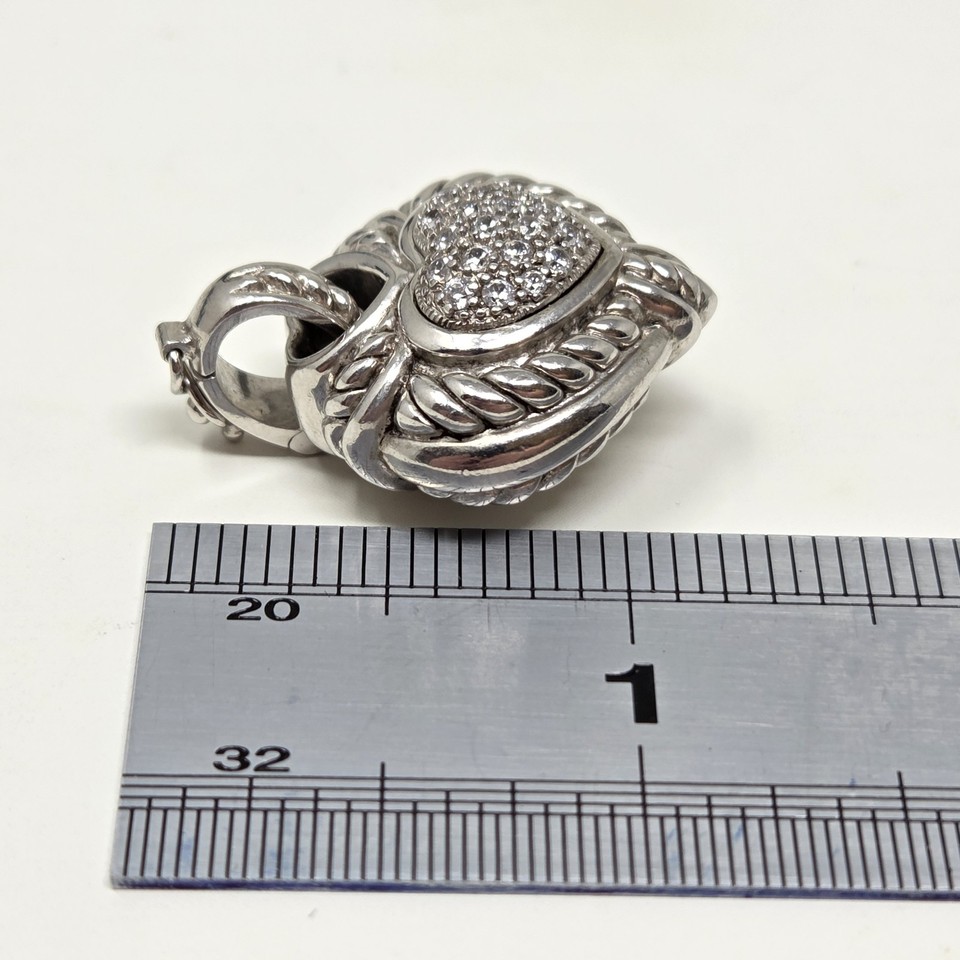 Judith Ripka Sterling Silver Heart Pendant with CZ Accents | eBay UK