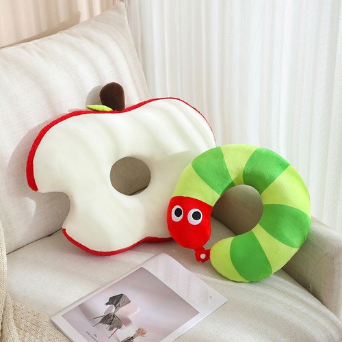 Food Apple Throw Pillow Worm Shape Neck Pillow Toy Cartoon Comfortable ...