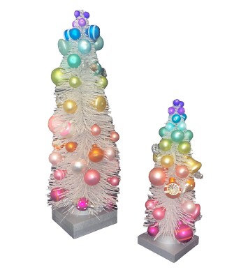 New Set of 2 CODY FOSTER CHRISTMAS HOLIDAY SNOW TREES RAINBOW GLASS ...