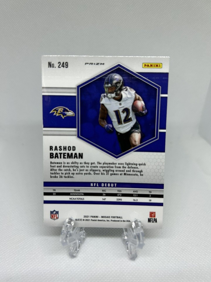 2021 PANINI MOSAIC RASHOD BATEMAN NFL DEBUT ROOKIE CARD RC GREEN PRIZM ...