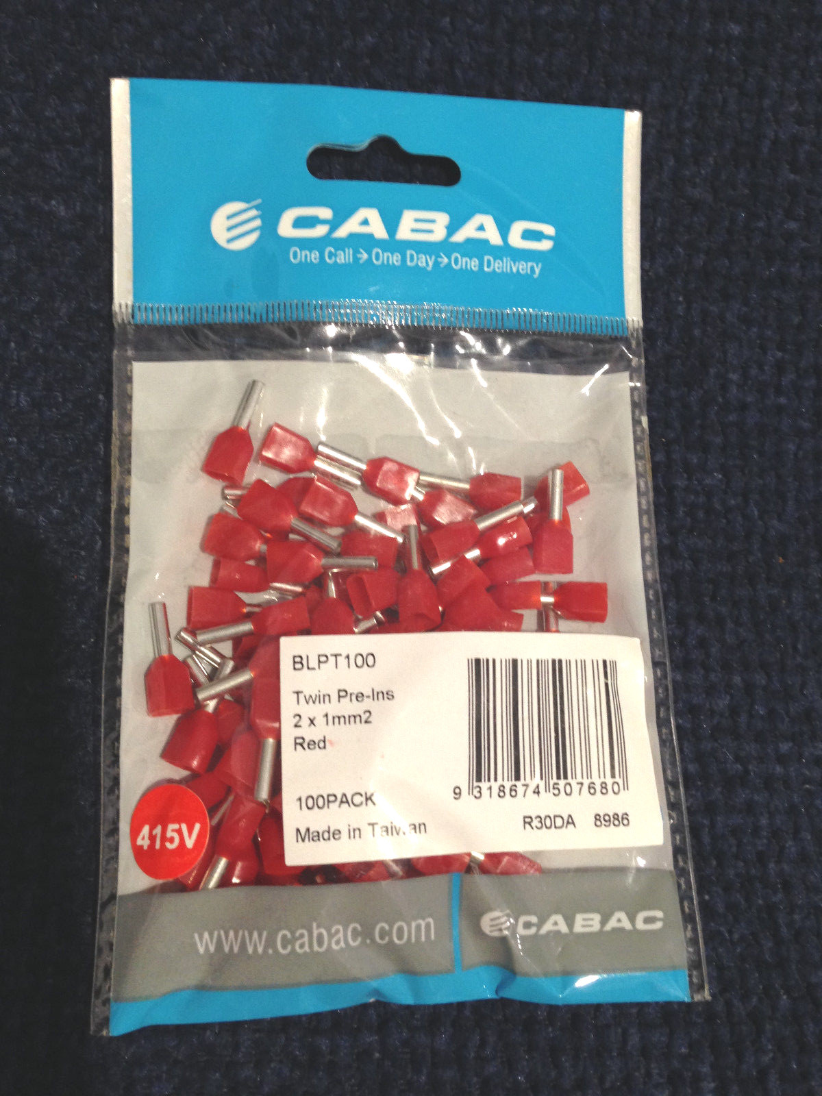 CABAC BLPT100 - 2 Packs of 100 (200 pins) - 2X1.0MM2 RED BOOT LACE PIN ...