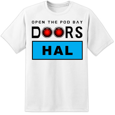HAL 9000 MOVIE T SHIRT 2001 SPACE ODYSSEY "POD BAY DOORS HAL" RETRO (S ...
