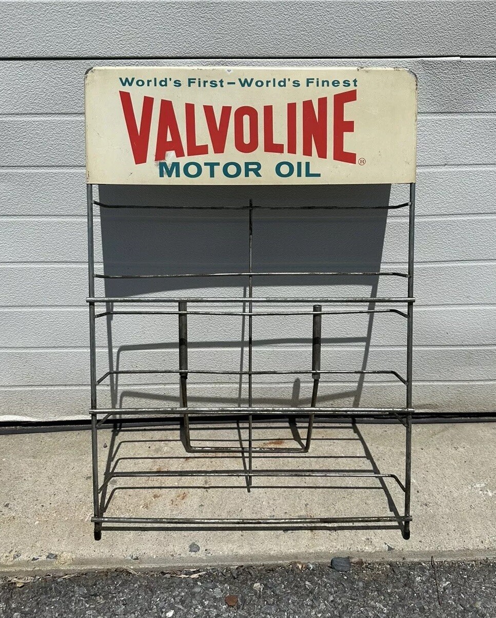 Vintage Valvoline Motor Oil Can Rack Display Garage Decor Sign | eBay