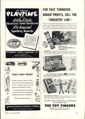 1954 PAPER AD Tinkertoy Constuction Electric Motor Lincoln Line ...
