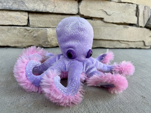 Douglas 10” Octopus Fuzzy Soft Plush Pink Purple Sparkle Lovey Sea ...