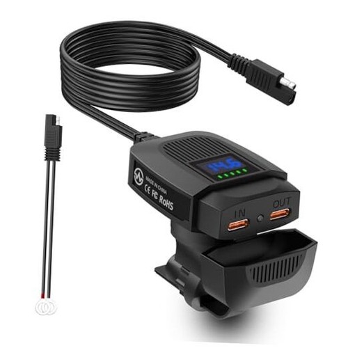 Motorcycle USB C Charger, 30W Fast Charging & Reverse Charging with USB ...