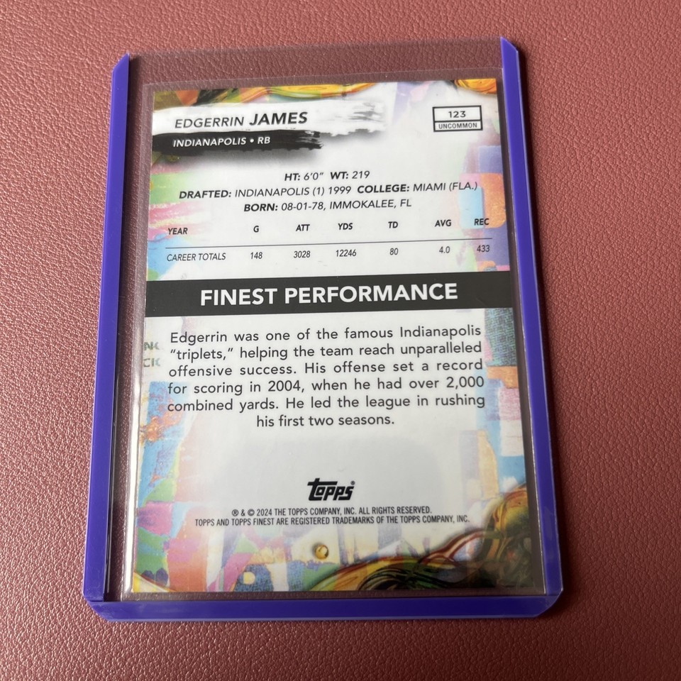 2024 Topps Finest Edgerrin James Blue Checkerboard /75 Indianapolis ...