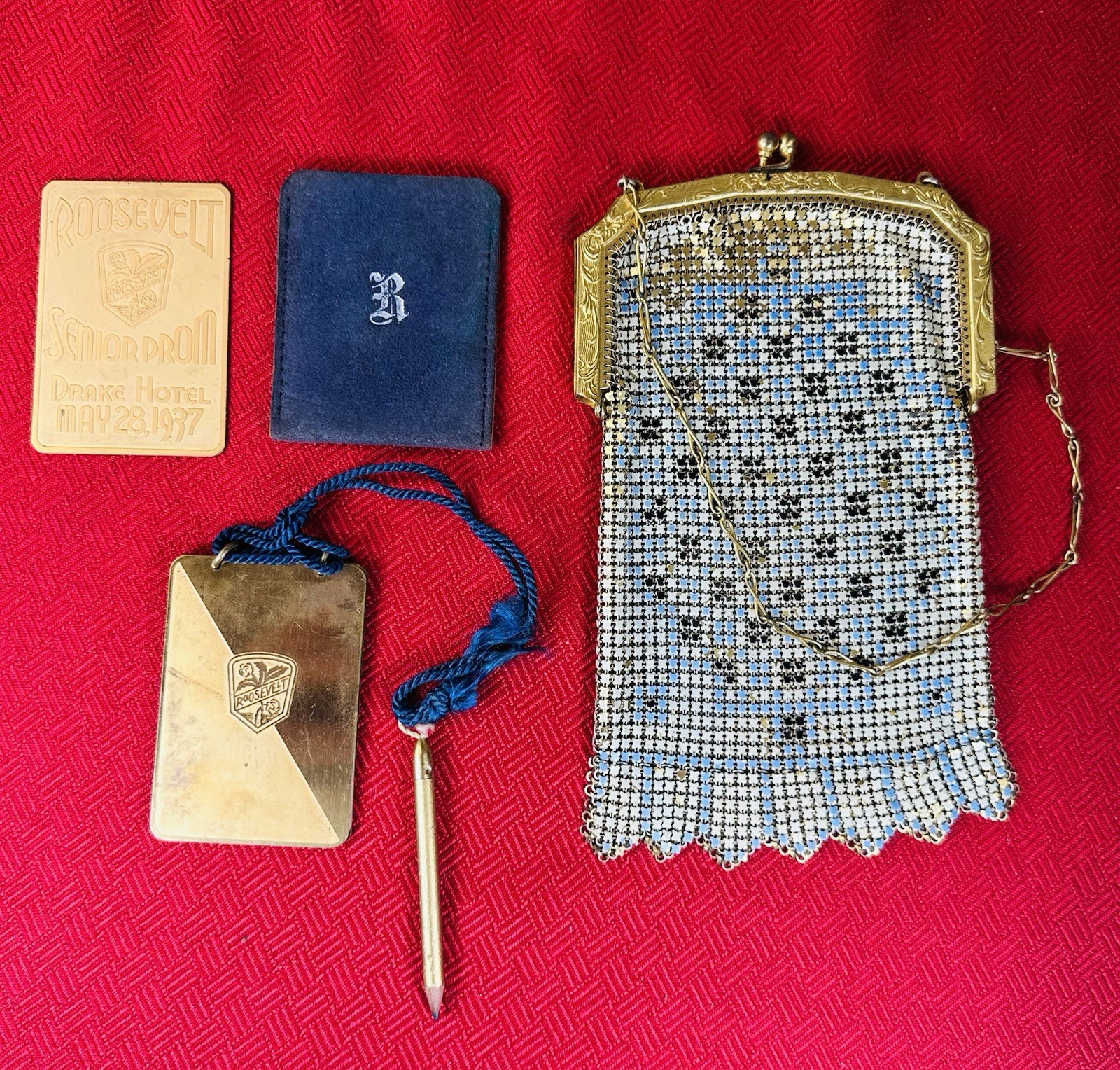 1930s Mesh Purse Prom Ephemera Lot Art Deco Drake Hot… - Gem