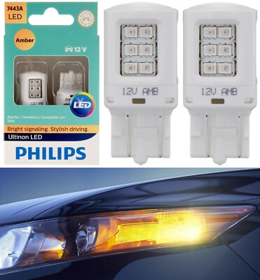Philips Ultinon LED Light 7443 Amber Orange Two Bulbs Front Turn Signal ...
