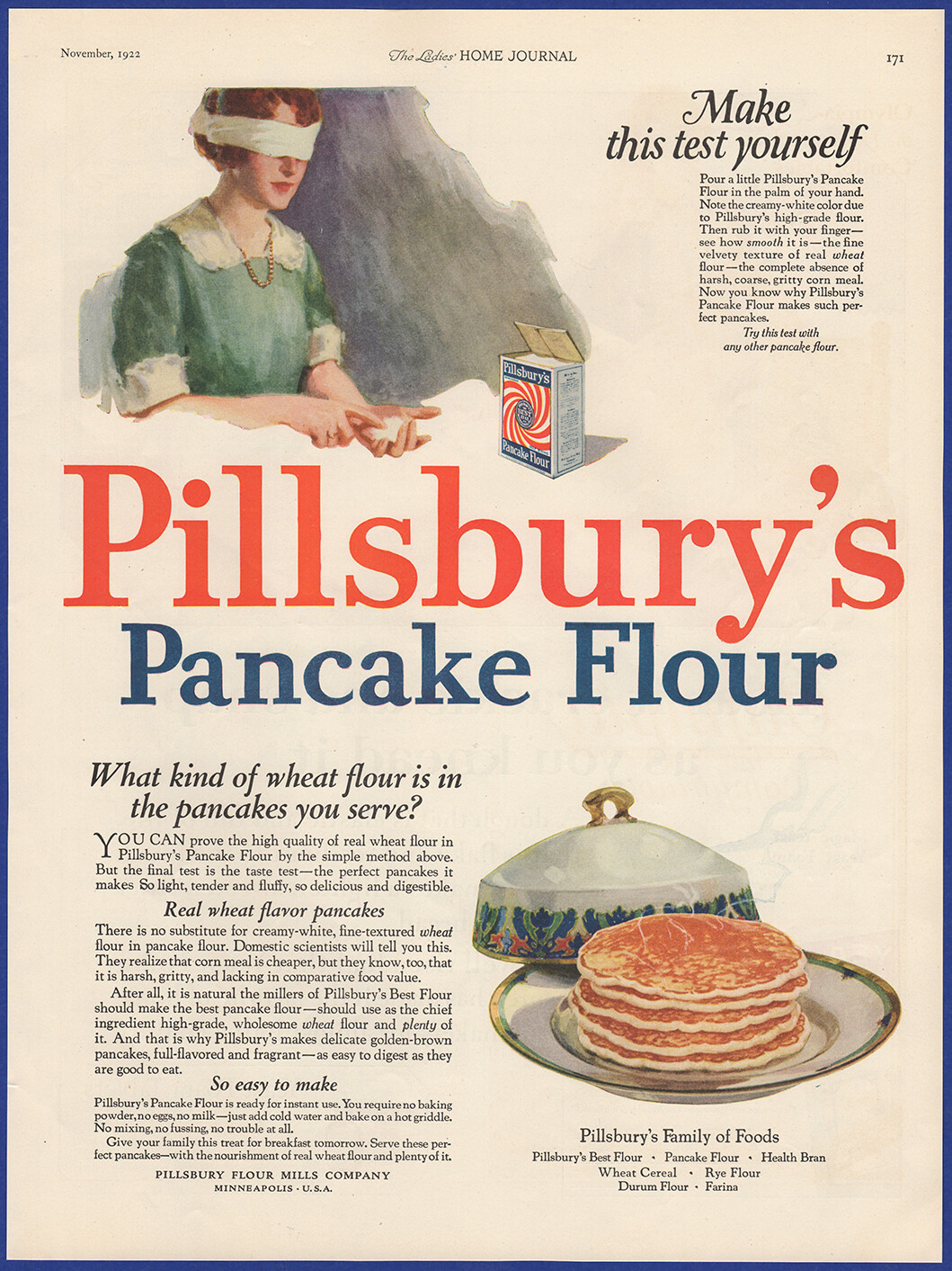 Vintage 1922 PILLSBURY'S Pancake Flour Kitchen Breakfast Ephemera 1920s ...