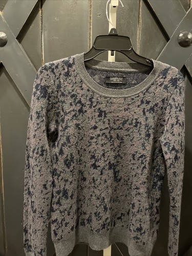 All Saints Women’s Gray Navy Abstract Animal Print Pattern Sweater Top ...