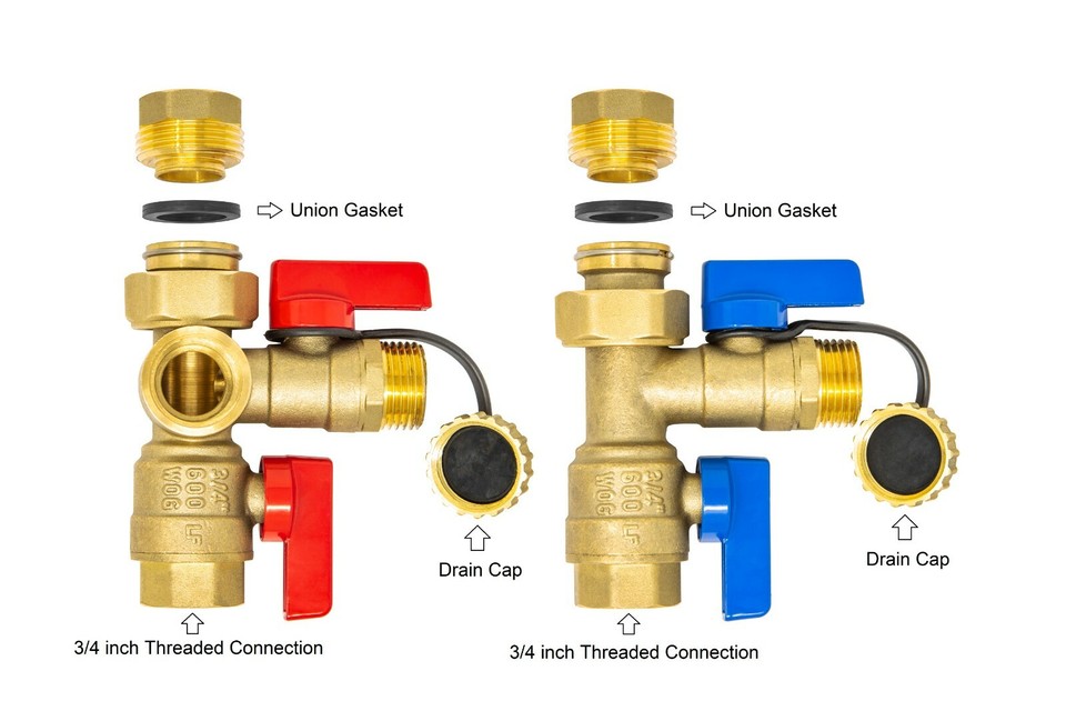 3/4 inch Tankless Water Heater Service Valve Kit w/ Relief Valve for ...