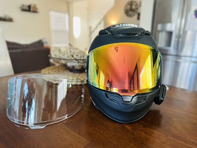 Shoei RF-1400 Matte Black Racing Motorcycle Helmet Size L w/Cardo Bold ...