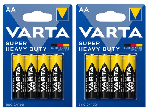 8 VARTA SUPER HEAVY DUTY AA 1.5V MN1500 LR6 15A U12 Zinc Carbon ...