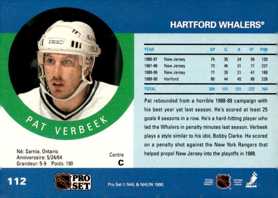 1990 Pro Set #112 Pat Verbeek Very Good | eBay