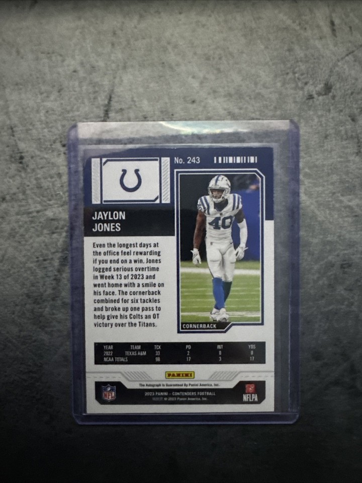 2023 Panini Contenders - Rookie Ticket Jaylon Jones #243 Green Laser ...