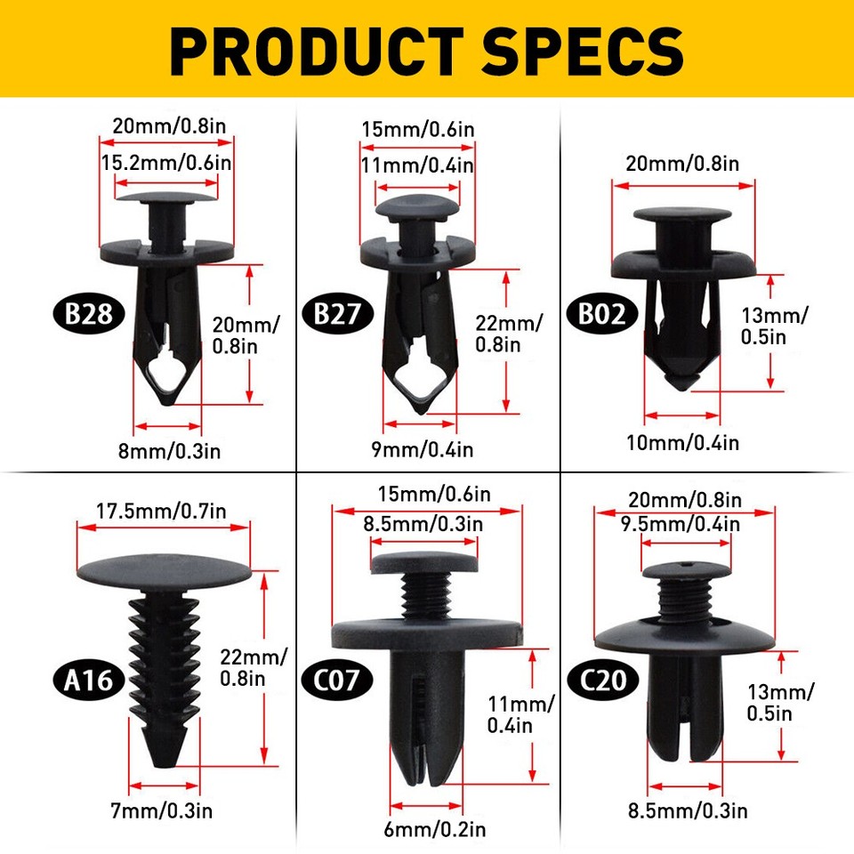 Car Body Trim Clips Kits Retainer Bumper Rivets Screw Panel Push ...