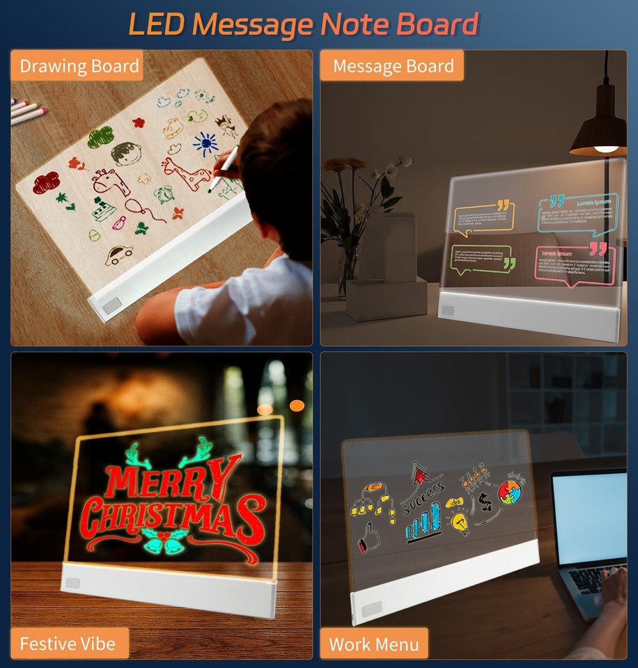 LED Note Board with 8 Highlighters, Lumiboard Led Drawing Board with 3 ...
