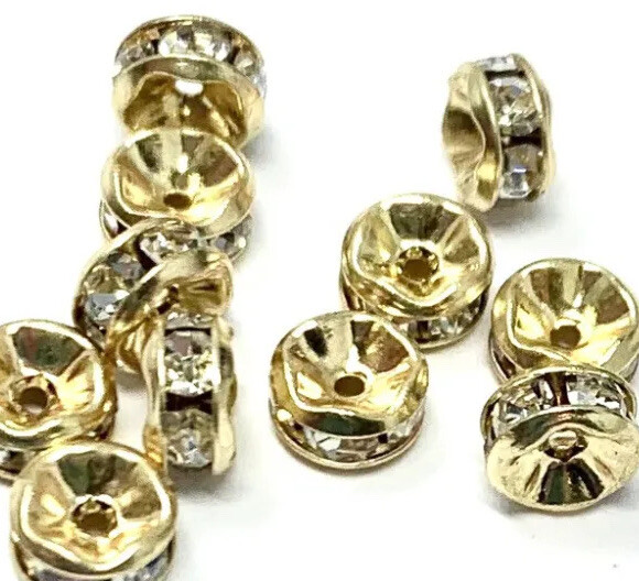 48pc Swarovski Rhinestone Crystal Rondelles 5mm Gold Tone | eBay
