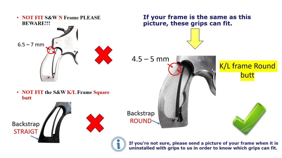 New Hardwood Grip for S&W K/L frame Round Butt Checker Engraved Opened back | eBay