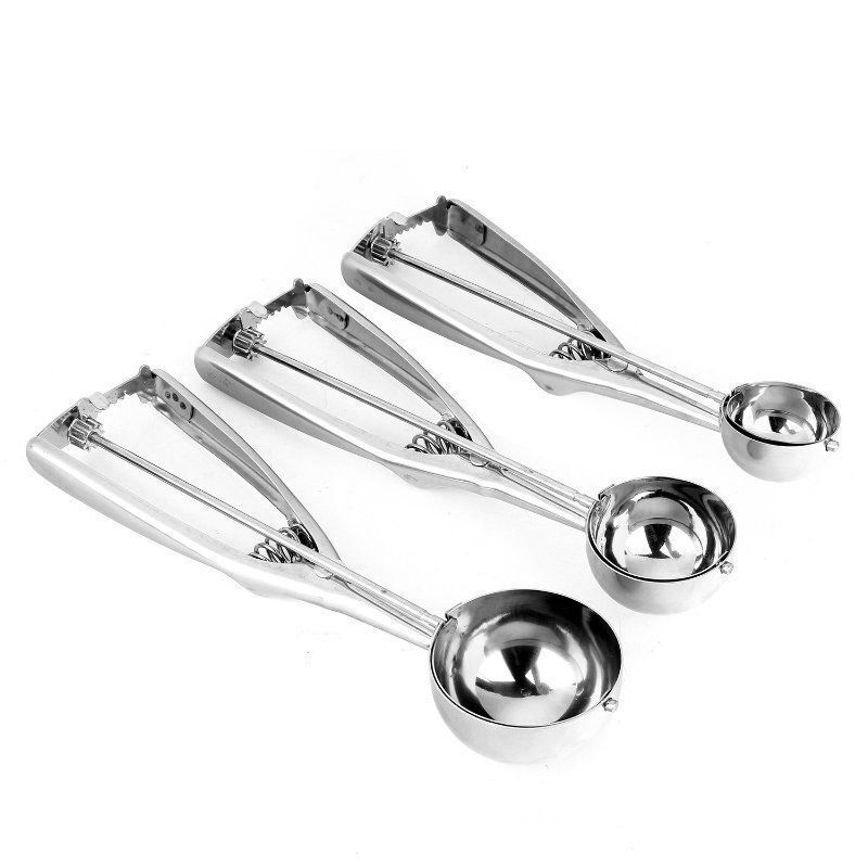3PCS Ice Cream Scoop, Danibos Stainless Steel With Trigger Cookie ...