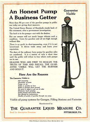 1917 Original Guarantee Visible Gas Pump Ad +Westinghouse Steamer Fire ...