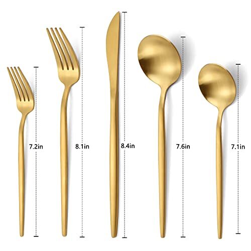 Matte Gold Silverware Set 20piece Stainless Steel Flatware Set Satin ...