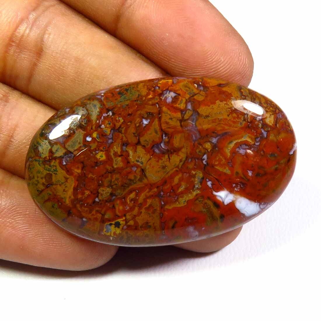 Natural Hungarian Agate Cabochon 44x26mm Handmade Oval Plain Gemstone ...
