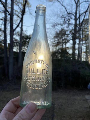 ANTIQUE LONG NECK MILLER BREWING MILWAUKEE BLOWN IN MOLD BEER BOTTLE A ...