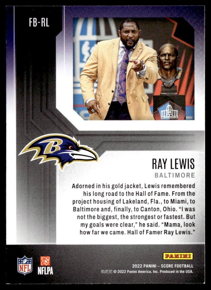 2022 Score #FB-RL Ray Lewis First Ballot Baltimore Ravens | eBay