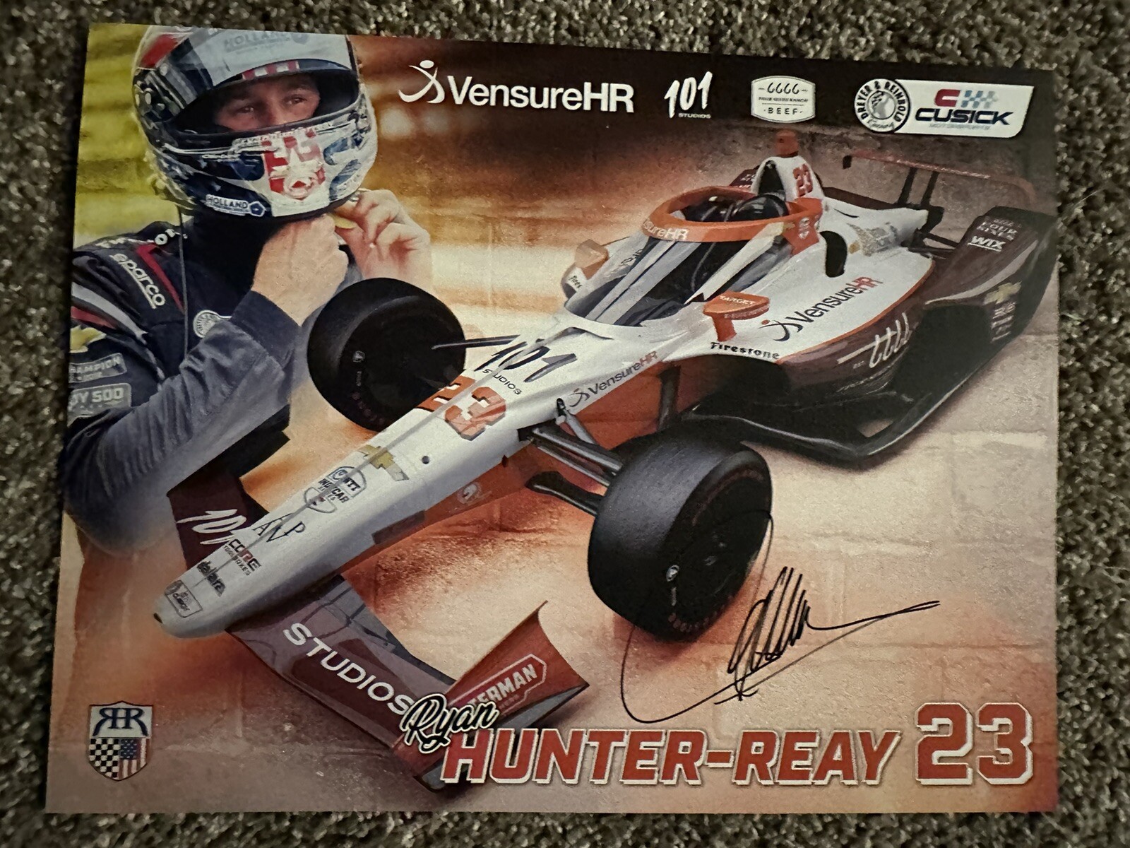 Ryan Hunter Reay 2024 Indy 500 Signed Car Promo Hero Card Indianapolis ...