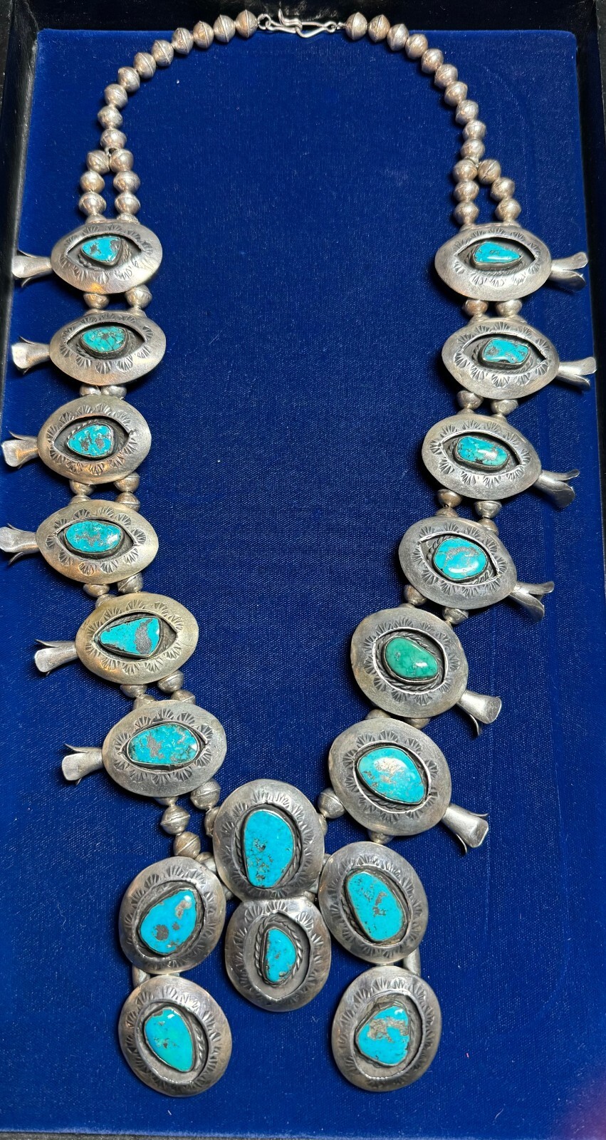 Vintage Squash Blossom Native American Morenci Turquo… - Gem