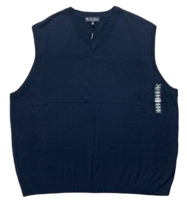 Hart Schaffner Marx 2XLT Navy ExtraFine Merino Wool Pullover V-Neck ...