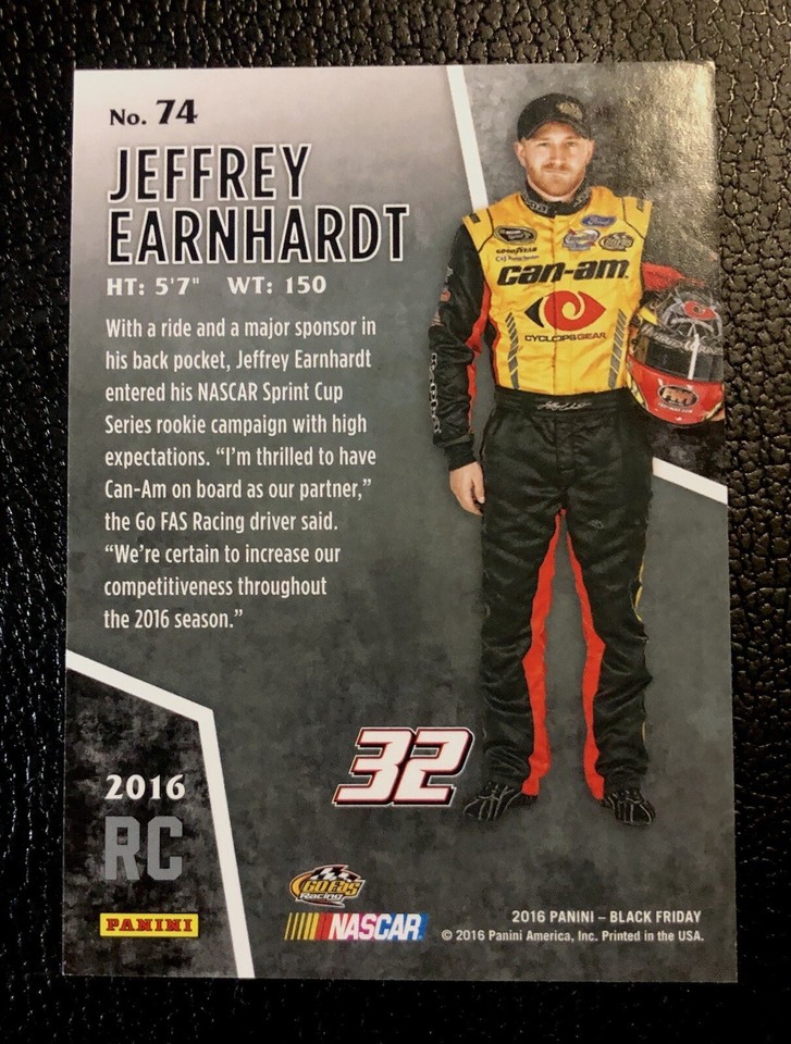 2016 Panini Black Friday 47/50 Lazer Rookie Jeffrey EarnHardt #70 ...