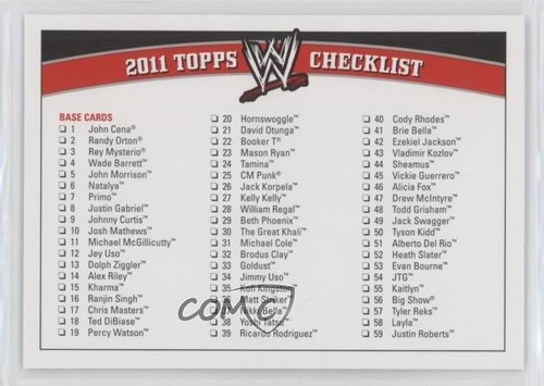 2011 Topps WWE Checklists Checklist #C1 | eBay